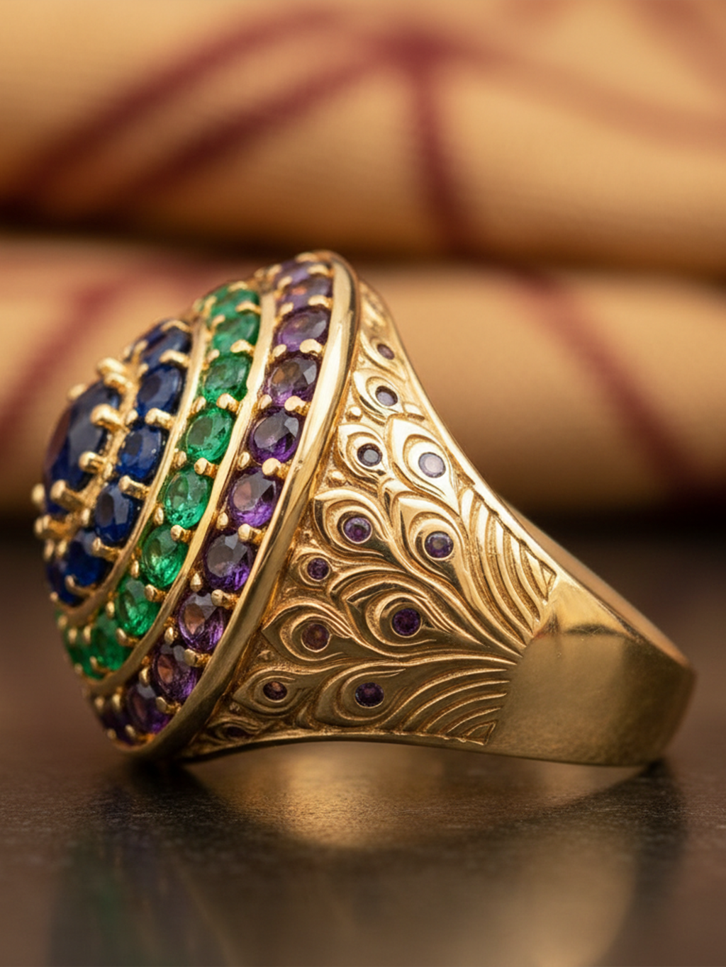 Modern Stylish Ring – Geometric Shape with Stones - Luvia Jewels